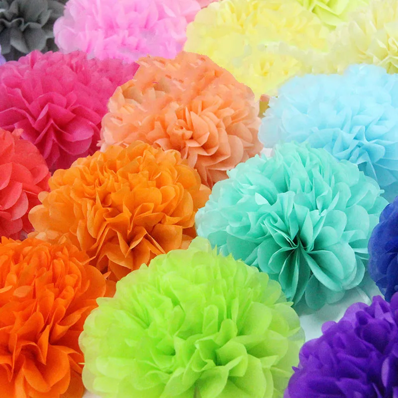 2pcs 10cm Pompon Tissue Paper Pom Poms Flower Balls For Wedding Room ...