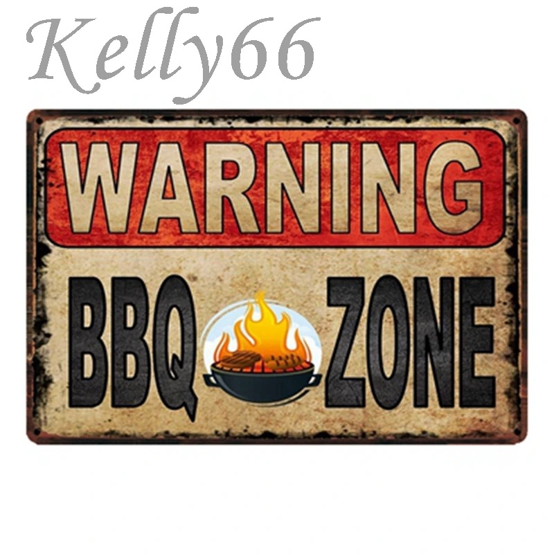 Posters Metal Bbq Party | Plaques Signs Barbecue | Bbq Zone Metal Sign ...
