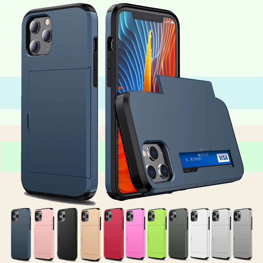 For-iPhone-12-Pro-Max-XS-Max-XR-X-Case-Hybrid-Tough-Slide-Wallet-Card ...