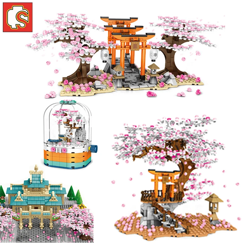 Sembo Block Constructor Model Cherry Blossom Japanese-style Street View ...