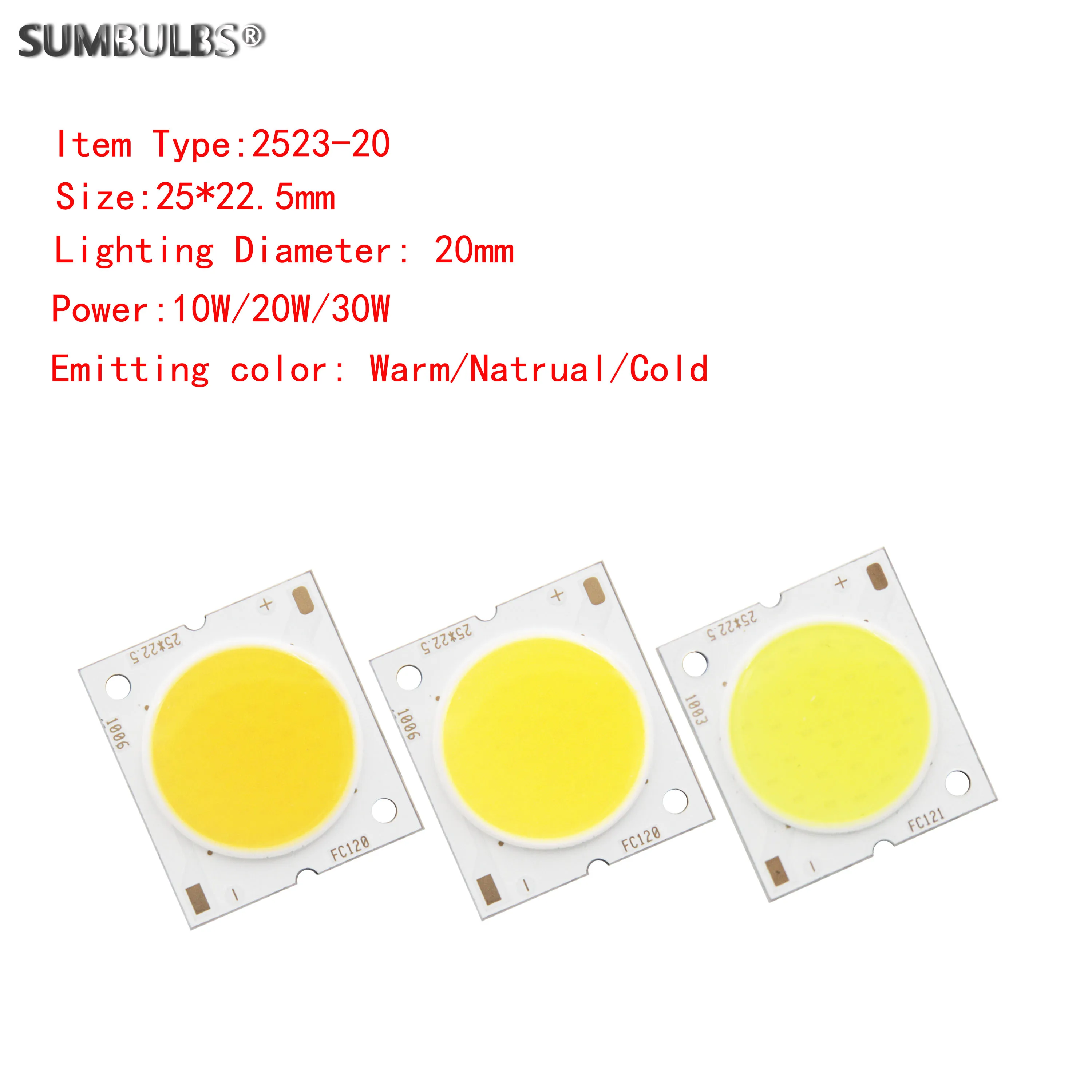 25*23mm 20mm lighting diameter led cob spotlight source Cold warm ...