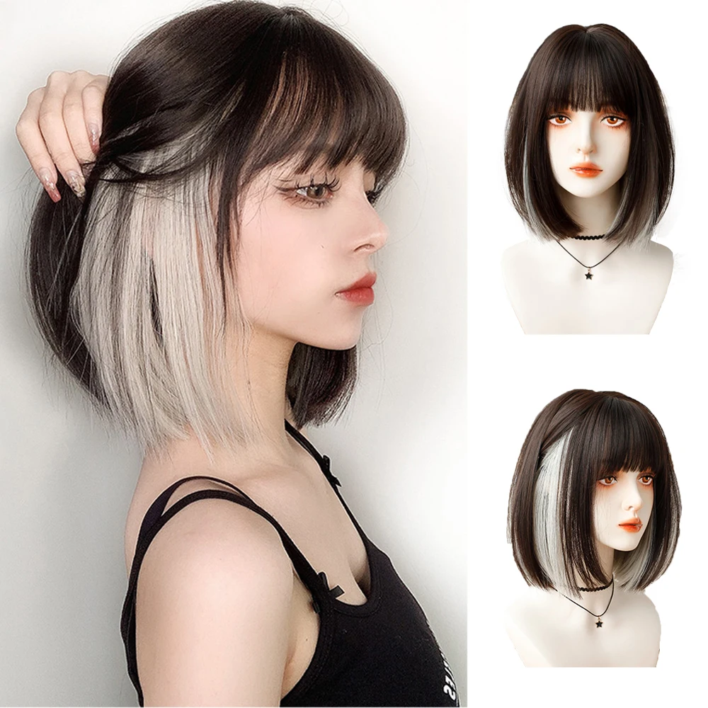WEILAI-Women-s-Short-Hair-Bobo-Head-Clavicle-Hair-Hanging-Ears-Dyed ...