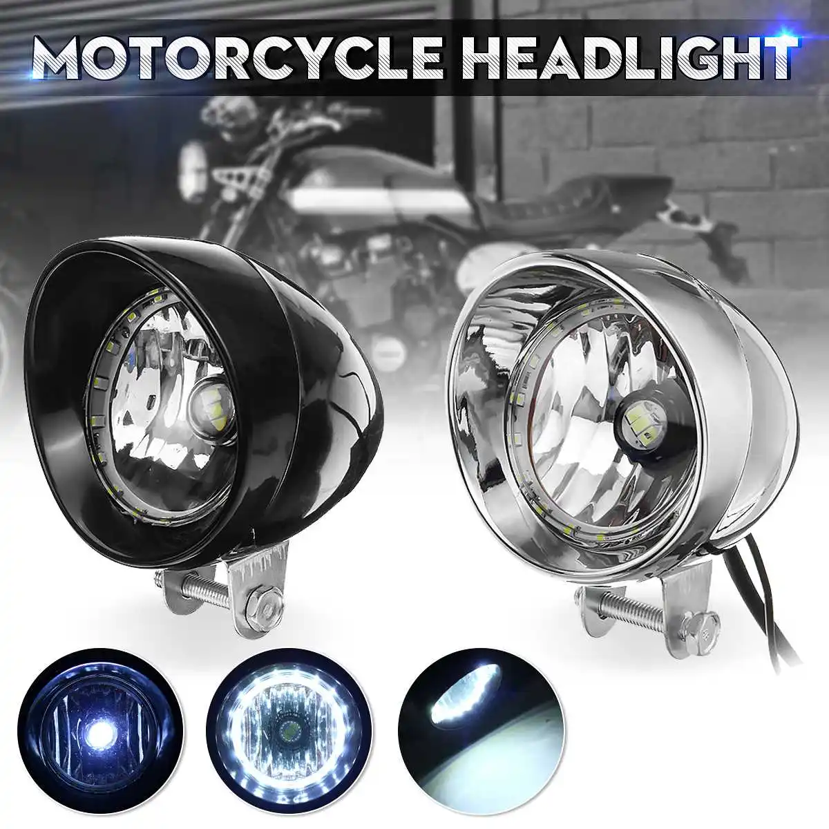 Black-Chrome-LED-Motorcycle-Universal-Bullet-Headlights-High-Low-Beam ...