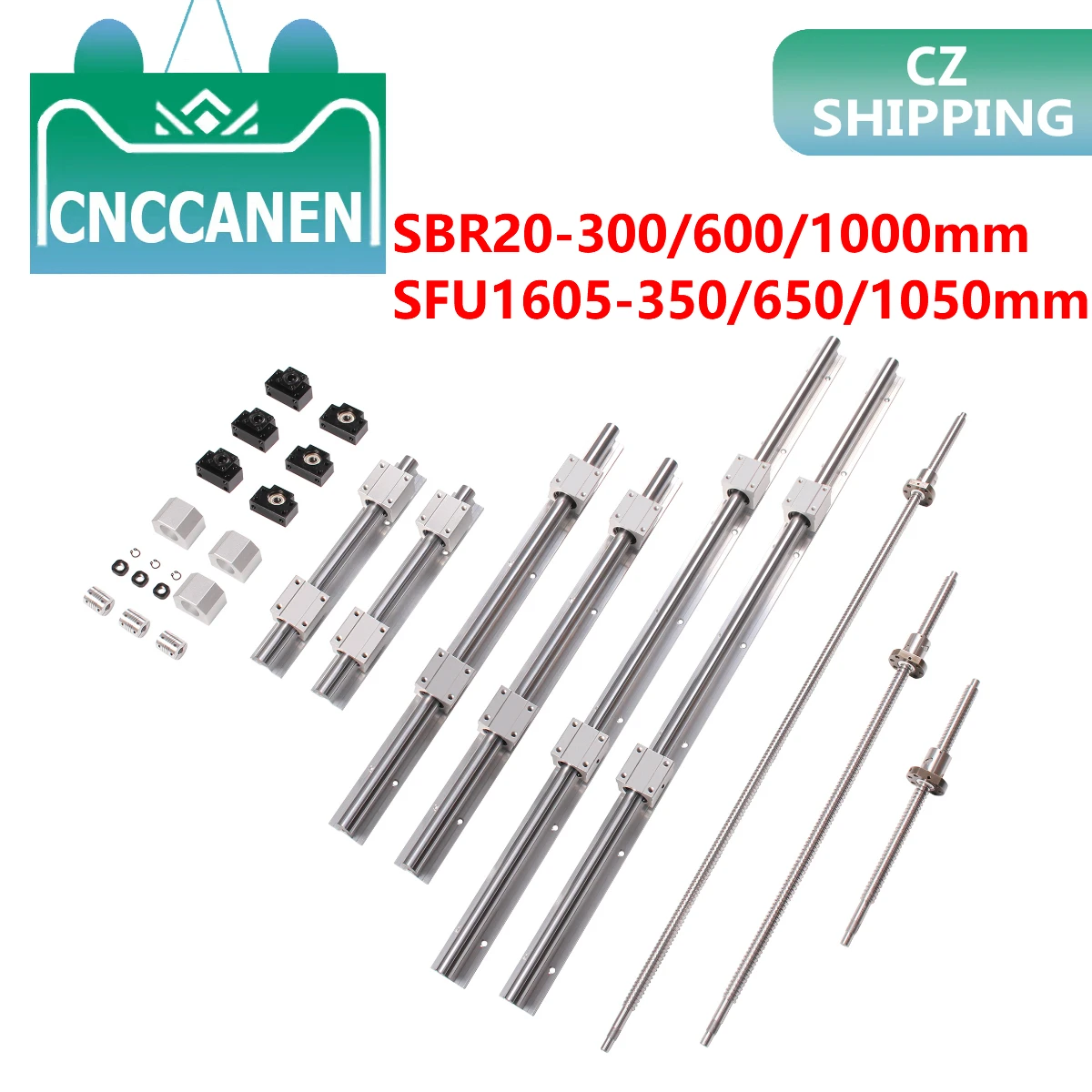 Sbr20 cnc conjunto linear guia 300 600 1000mm trilho linear + 12x ...
