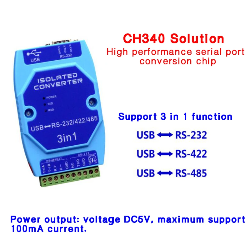 Optical Isolation USB to RS485 422 232 Interface Industrial Grade ...