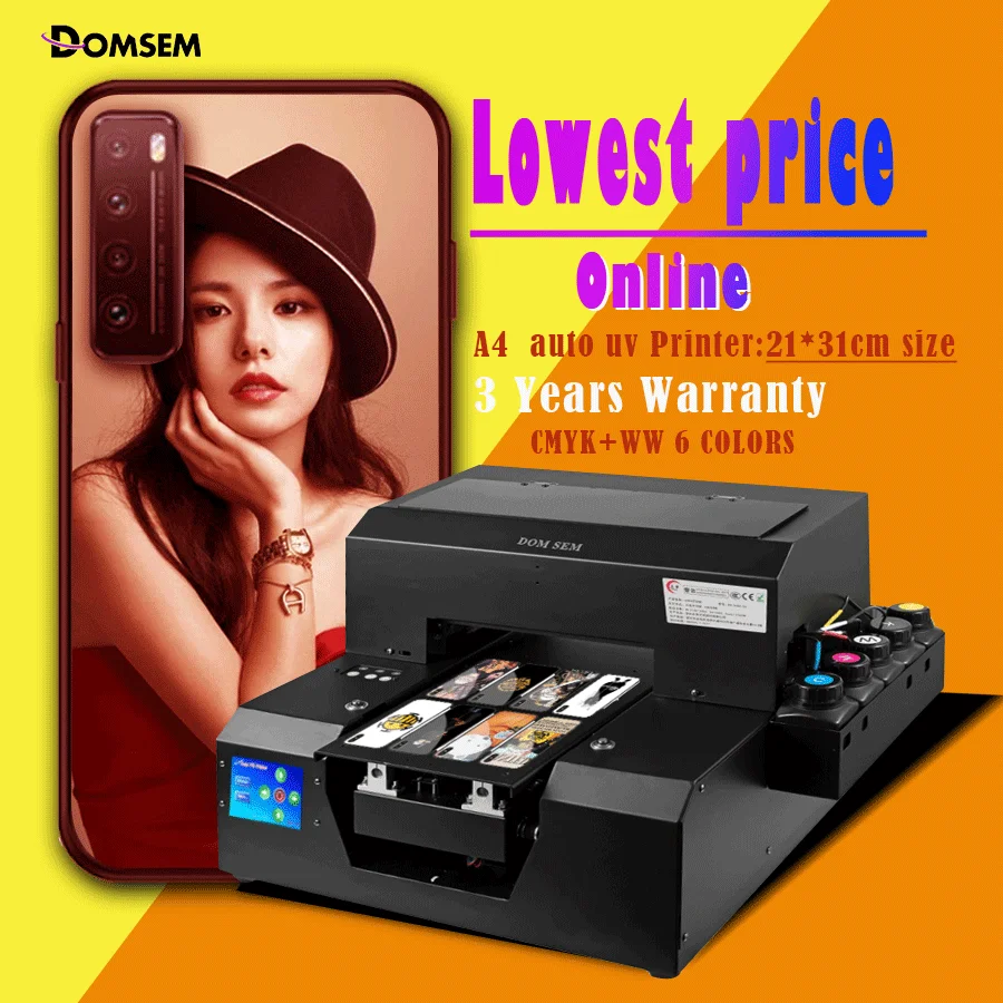 DOMSEM A4 UV printer with free software for printing golf pen phone ...