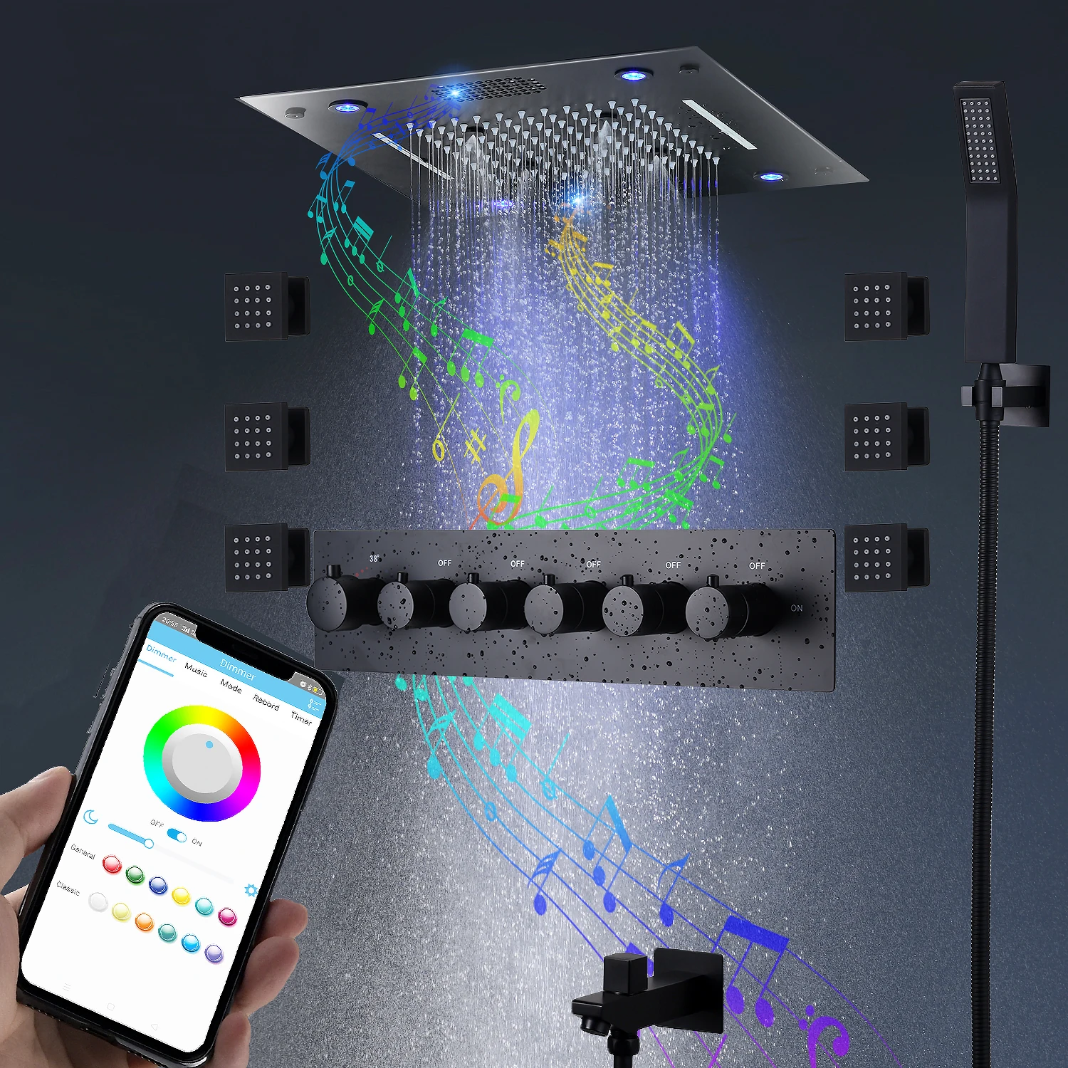 SUS304-LED-Music-Bluetooth-Smart-Shower-Lateral-Jets-Thermostatic-Mixer ...