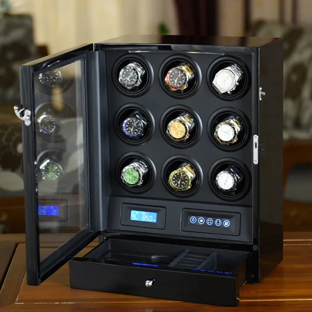 Watch Winder Box 9 Automatic Watches Display Case Mechanical TPD Marlboro Mute Motor Watch ...