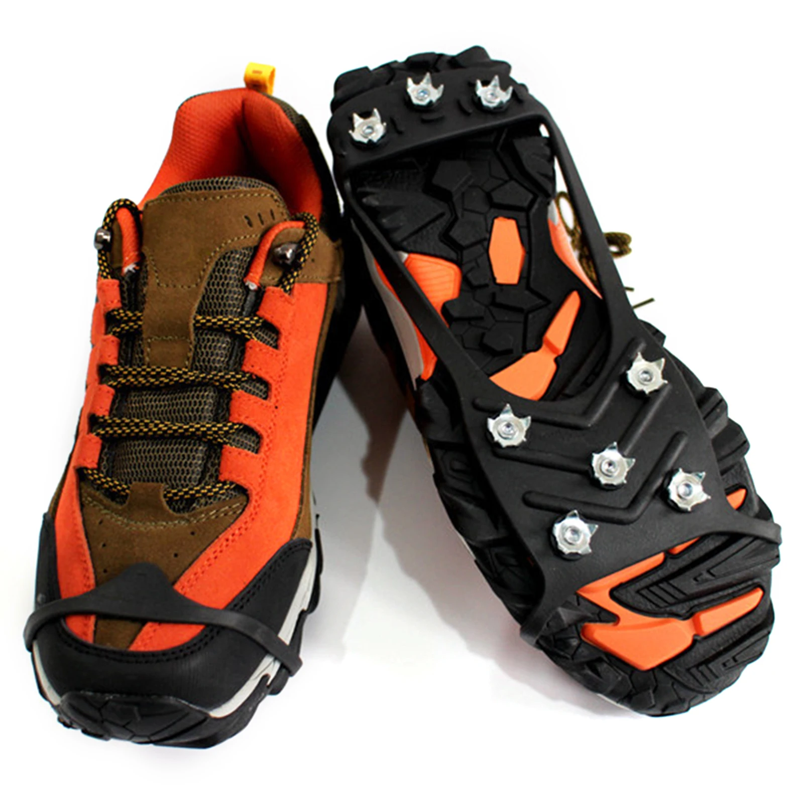 안티 슬립 아이스 스노우 그립 네일 하이킹 그라운드 그리퍼 등산 신발 8 스테인레스 스틸 스파이크가있는 스파이크 등산용 안전