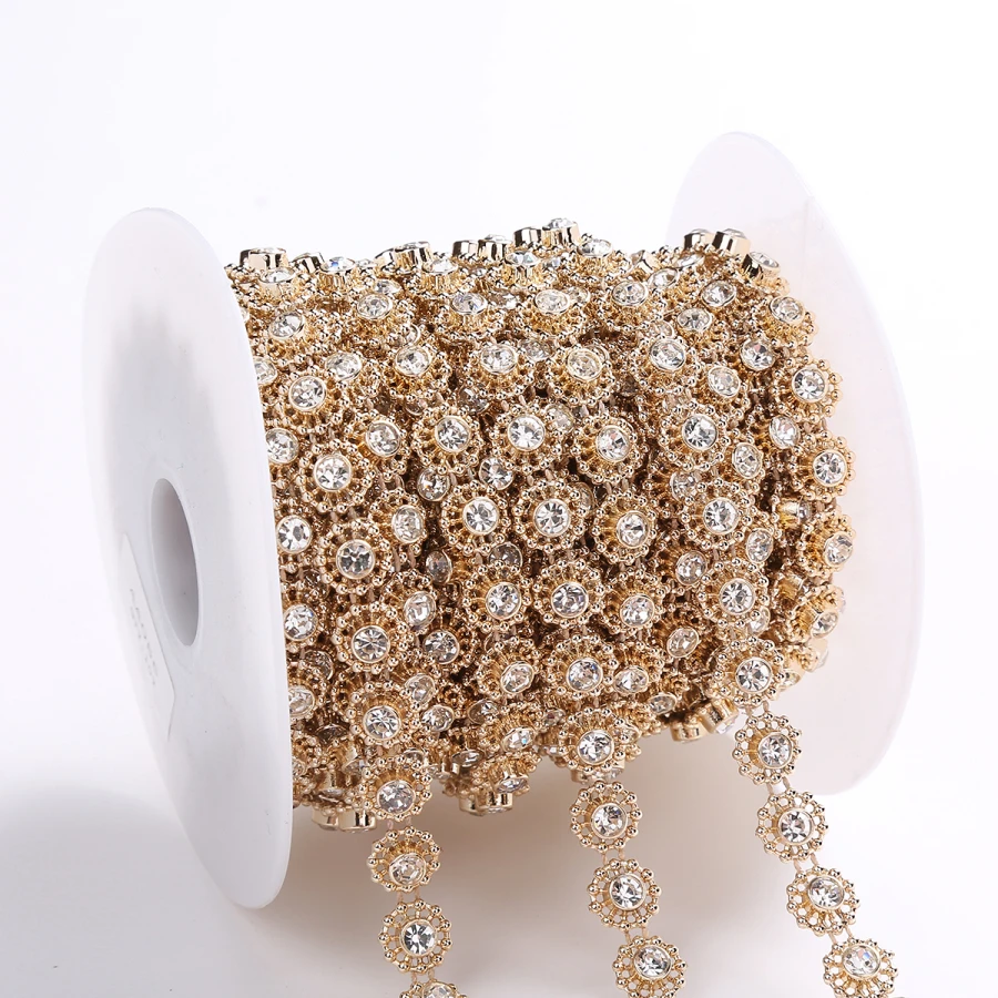 10yards-Golder-Color-ABS-Pearl-Crystal-Rhinestone-Chain-Sewing-Banding ...