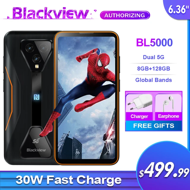 Blackview BL5000 Dual 5G IP68 Waterproof Game Rugged Smartphone 8GB+128GB Global Bands 5G Mobile ...