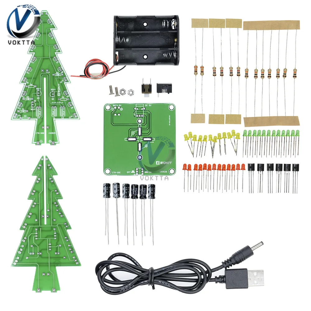 Flash Christmas Tree Three/Seven Color Parts Kit Diy Gift Tree Color ...