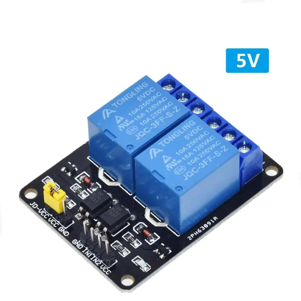 5V 2 Channel Relay Module Interface Board Low Level Trigger Optocoupler ...