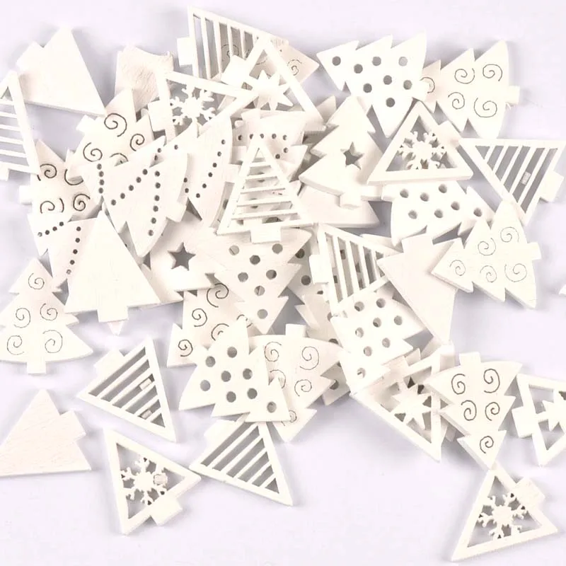 10-50pcs-22-40mm-Wood-Crafts-white-christmas-trees-DIY-Scrapbooking-For ...