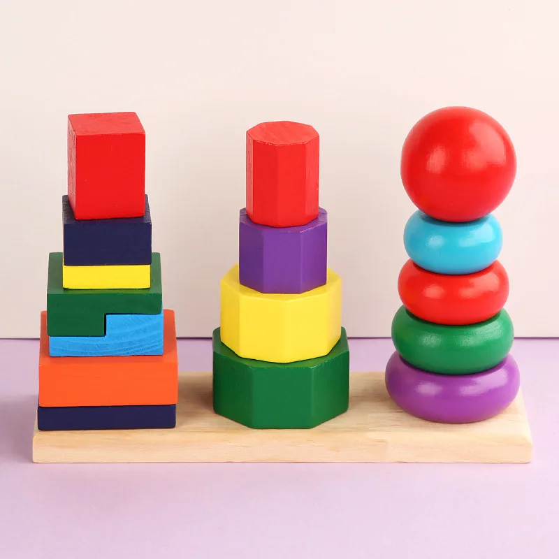 Wooden-Rainbow-Tower-Puzzle-Early-Educational-Toys-Three-in-one-Color ...