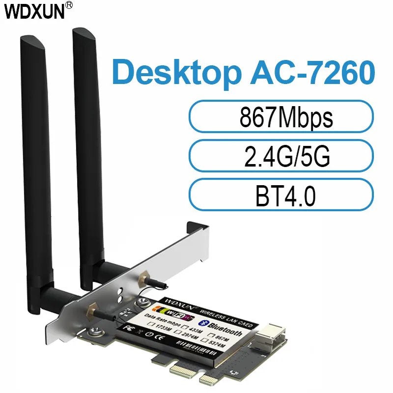 PCi Express 7260AC 2.4G / 5G Dual Band 7260HMW 867Mbps Wireless PCI-E ...