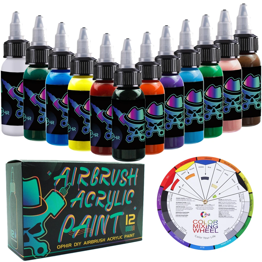 OPHIR 12 Color Airbrush Acrylic Ink for Model Shoes Leather Painting ...