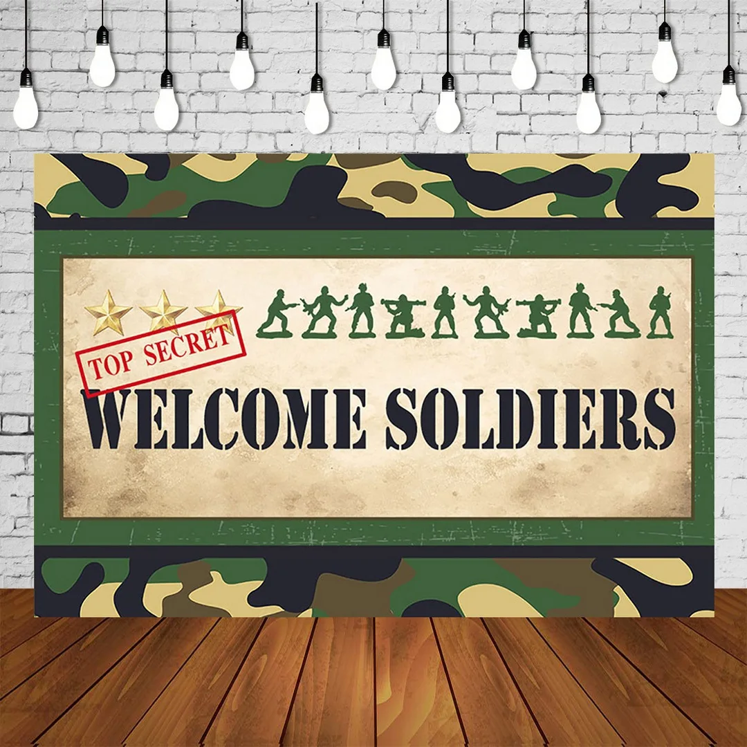 Game Party Backdrop Boy Birthday Party Banner Top Secret Soldiers ...