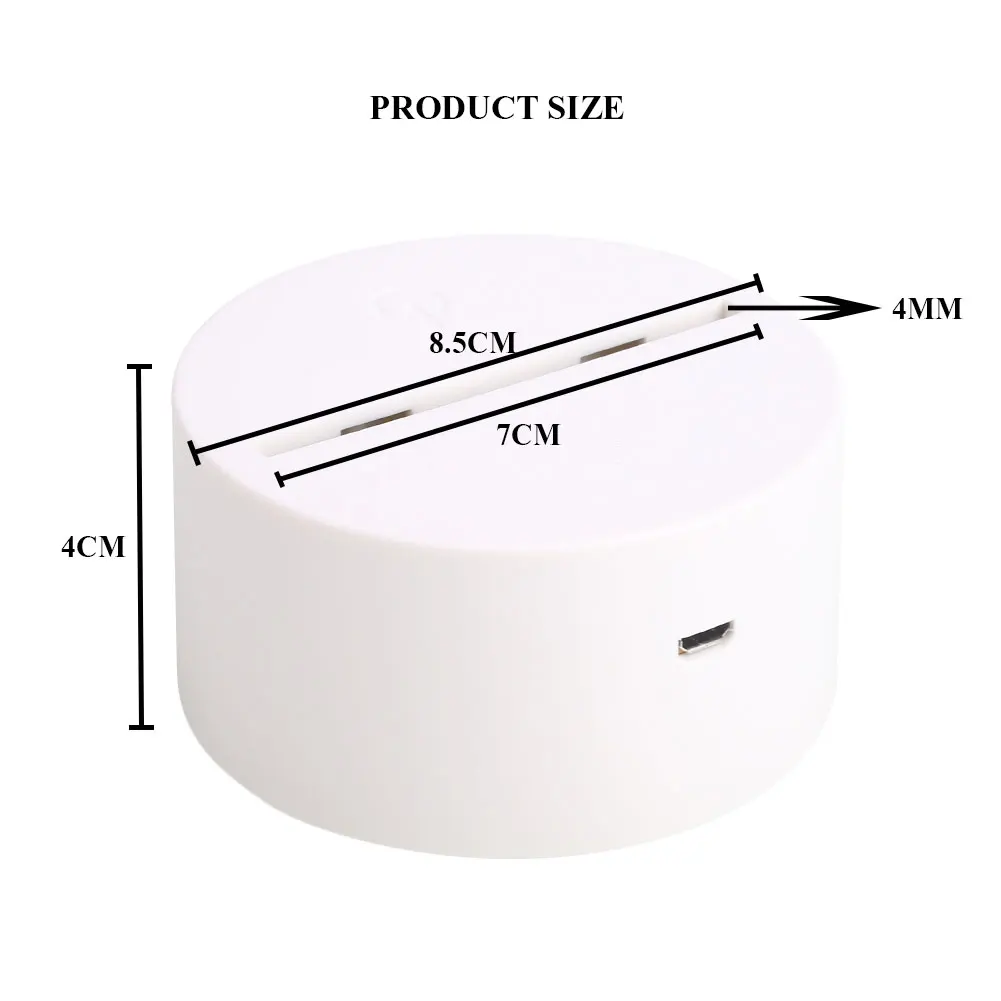 10Pcs ABS 3D Lamp Bases Night Light Base Holder USB Cable Touch 7 Color ...