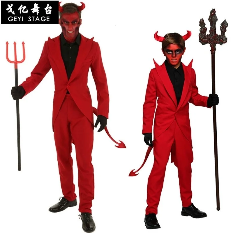 Adult Men's Hooded Evil Red Demon Evil Costumes Cosplay Clothes Uniform ...