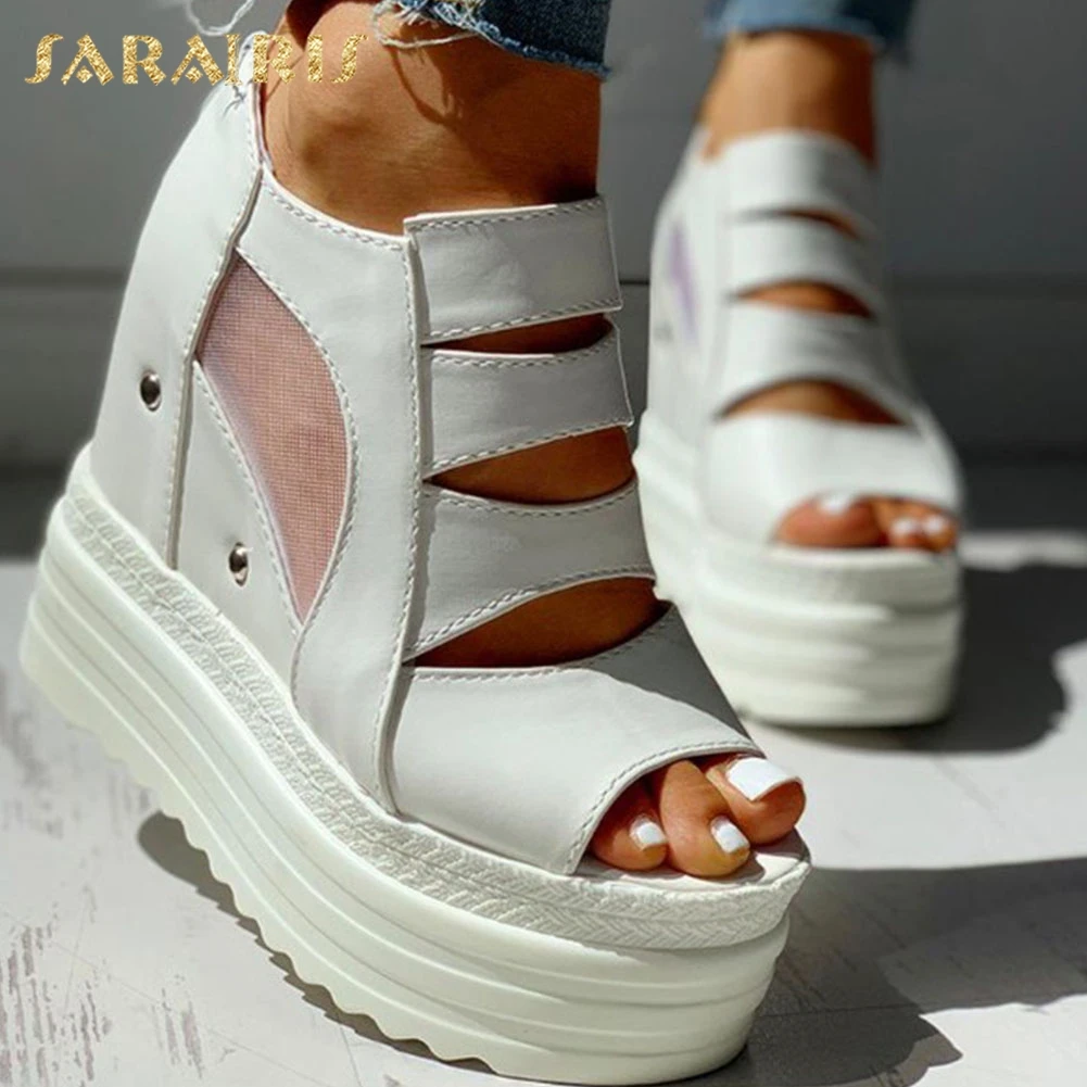 SARAIRIS In Stock For Dropship 12cm high heels Summer Boots Platform ...