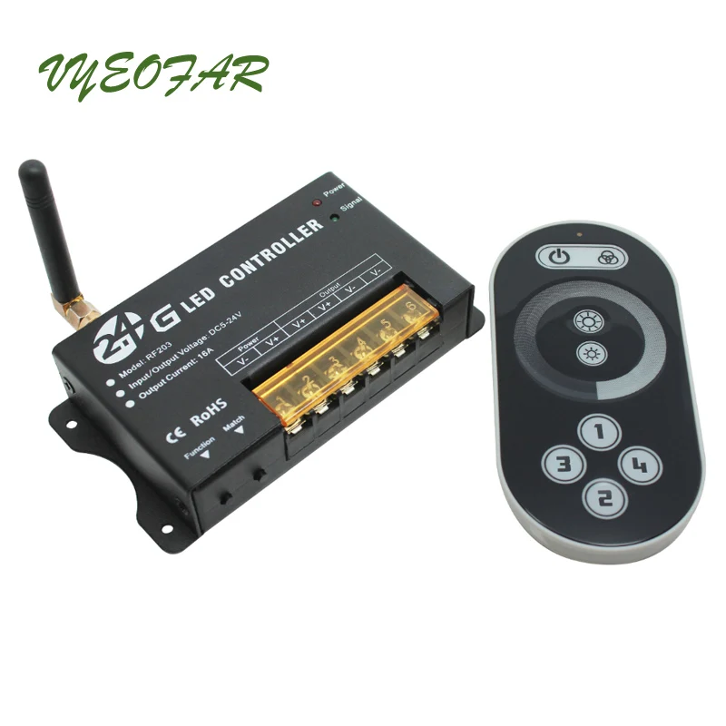 Led Strip Dimmer Controller 12V 24V RF Remote Wireless 4A 4 Channel ...