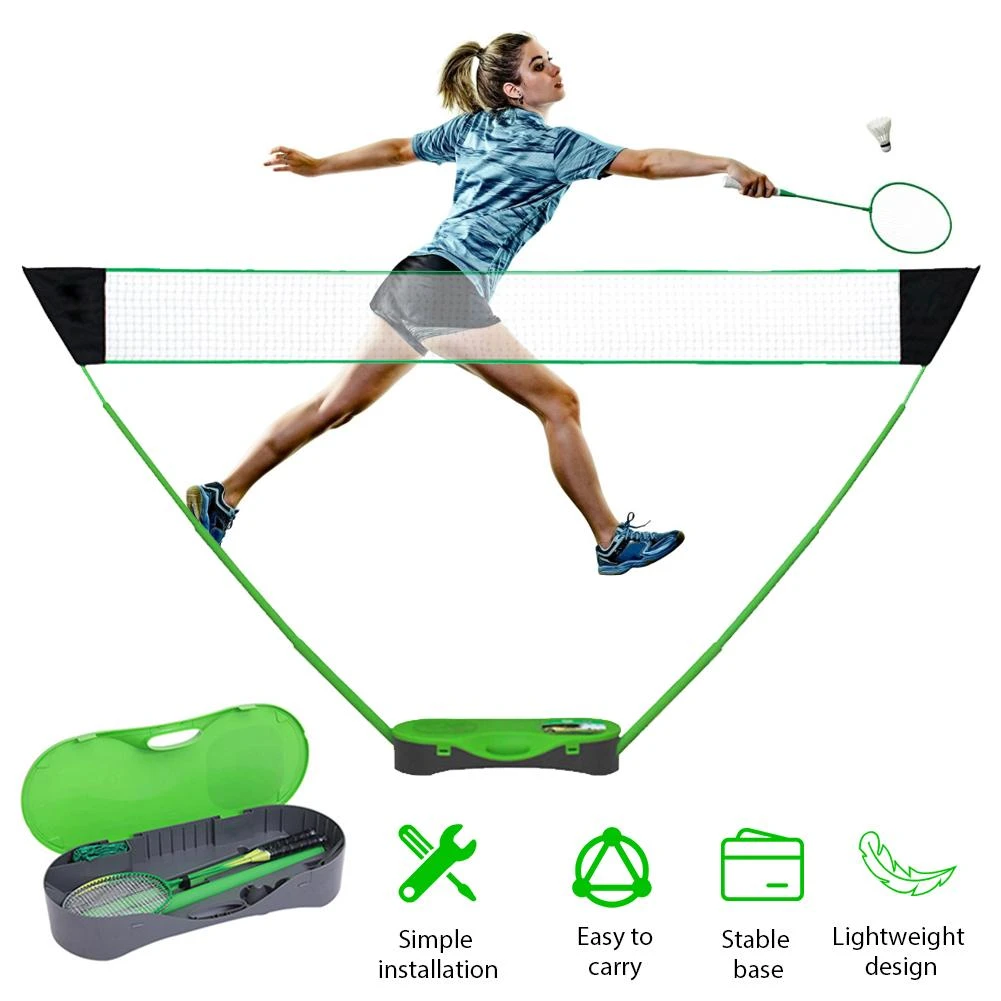 Portable Badminton Net Set Folding Volleyball Tennis Net With Badminton ...