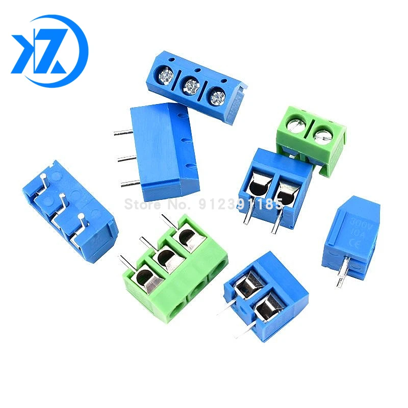 10 Pcs Kf301- 2p 3p Screw 5.0mm Terminal Block 2 Pin 3 Pin Pcb Terminal ...