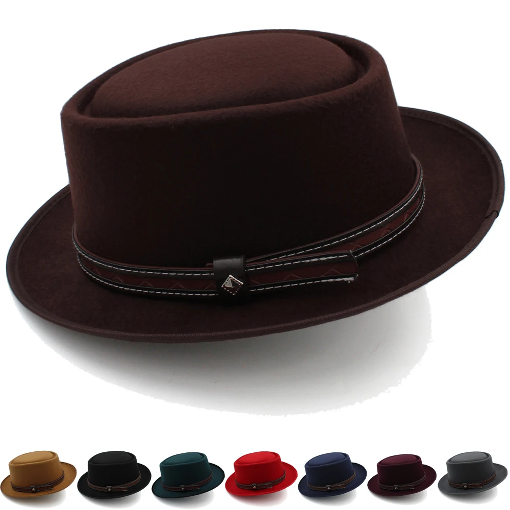 Men Women Pork Pie Hats Fedora Caps Trilby Sunhat Classical Retro Jazz ...