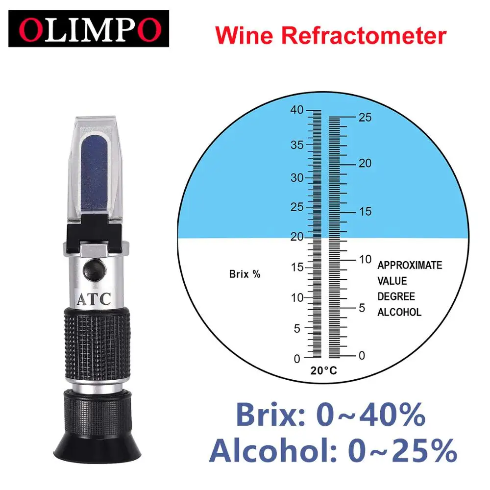 Refractometer Wine Fruit Juice Tester Meter 0-40% Brix 0-25% Rhw ...
