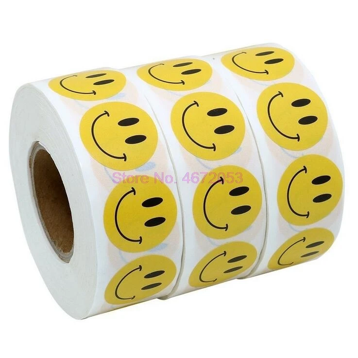 50 Rolls Smiley Happy Face Stickers Seal Labels 500 Labels/roll Cute ...