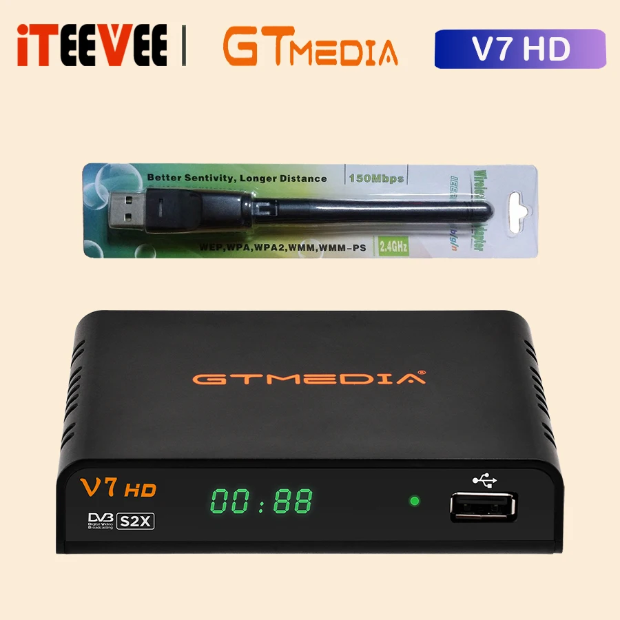 1PC GTMEDIA DVB S/S2/S2X V7 HD 위성 디코더 1080P 포함 USB Wifi H.264 BP TV 박스 ...