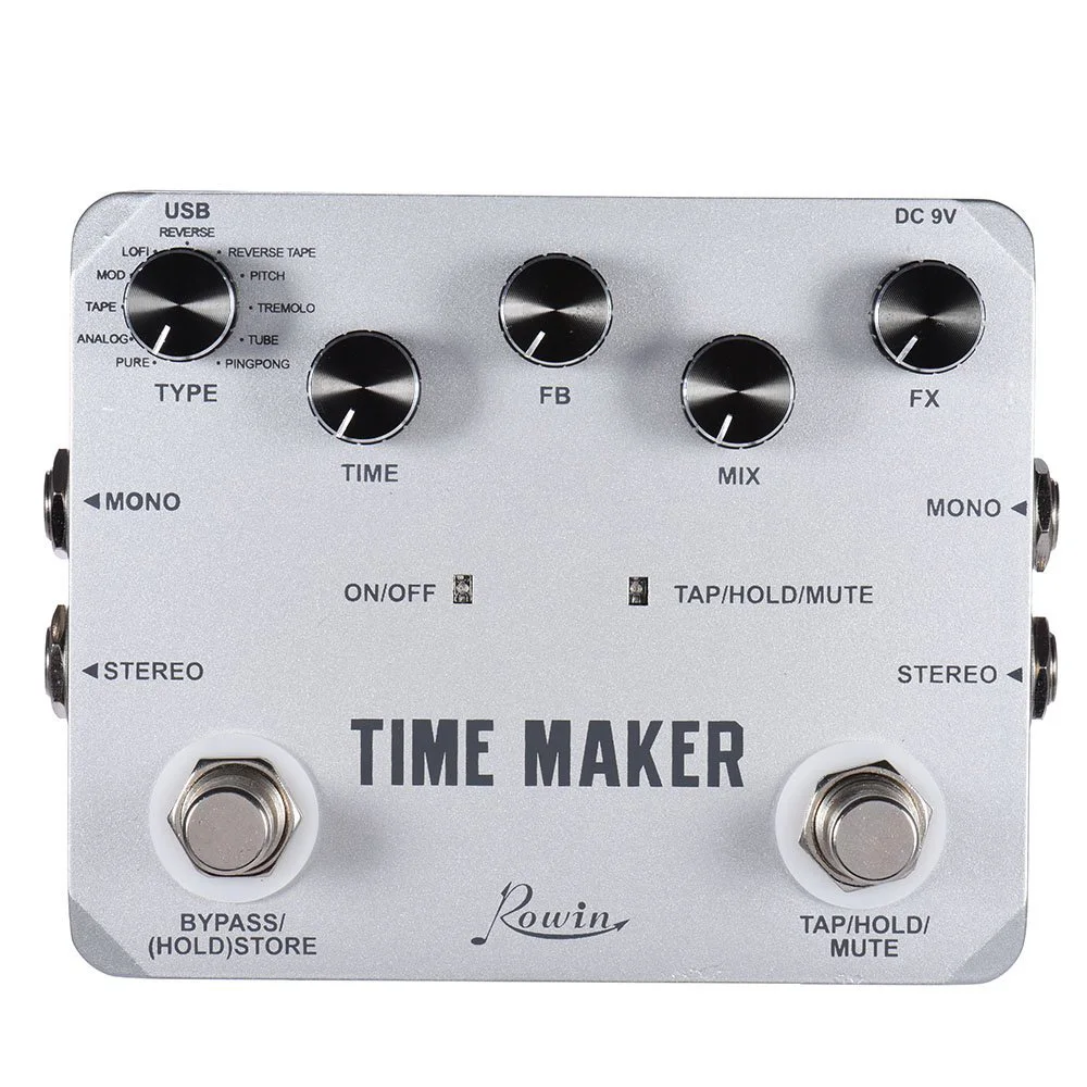 Rowin Time Maker 11 Types of Ultimate Delay Pedal for Guitar Bass with ...
