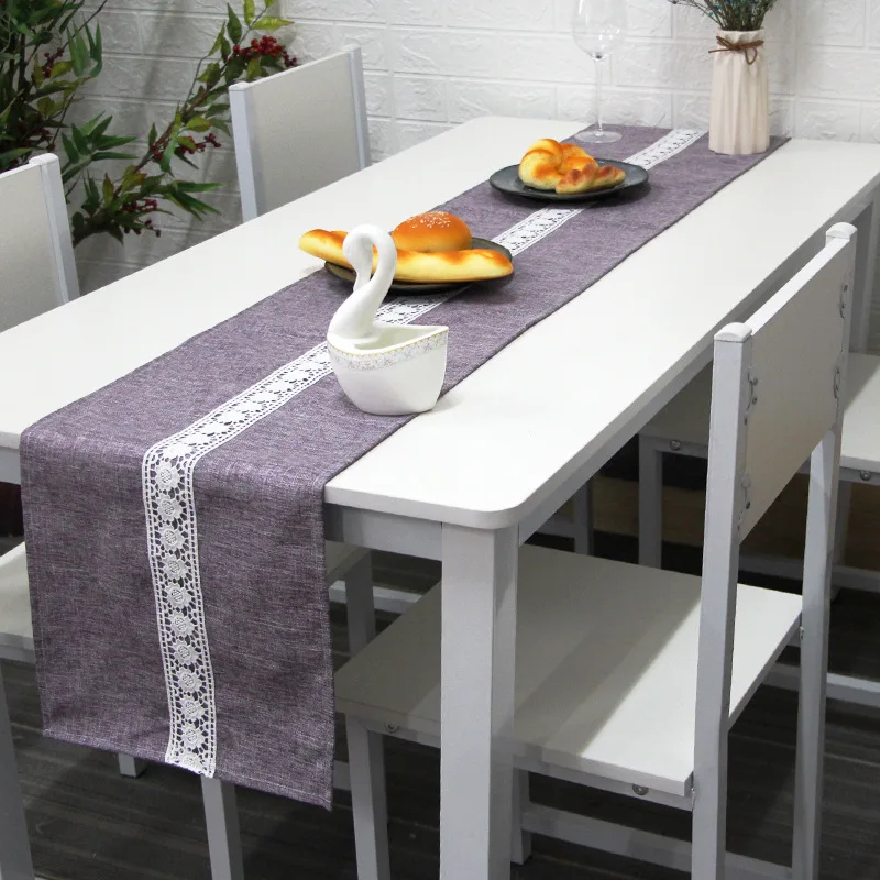 Caminos de mesa de Color puro, decoración con flores de encaje, púrpura ...