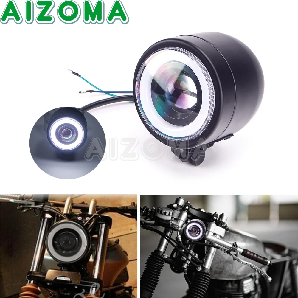 Motorcycle-LED-Headlight-Retro-Cruiser-Bike-DRL-Running-Headlamp-For ...