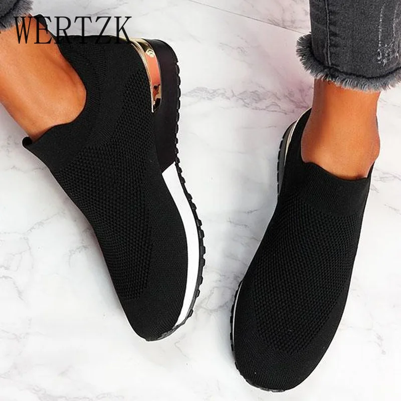 Running Shoes Spring 2021 Women's Sneakers Slip On Knitted Breathable ...