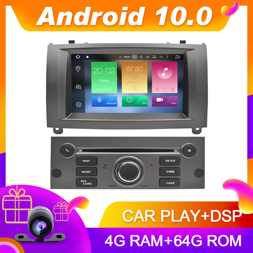 Android 10.0 Car DVD Player GPS Glonass Navigation for Peugeot 407 2004 ...