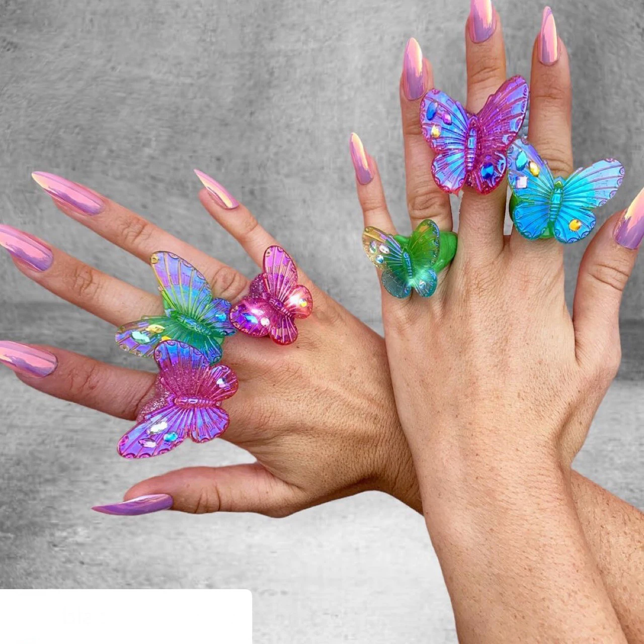 Fairy Temperament Colorful Acrylic Butterfly Rings For Women Girlfriend ...