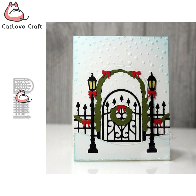 Catlove Garden Gate Fence Metal Cutting Dies Scrapbooking Mold Stencil ...