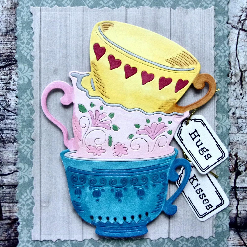 Alinacutle Metal Cutting Die Cut Teacup Coffee Cup Set Scrapbooking ...