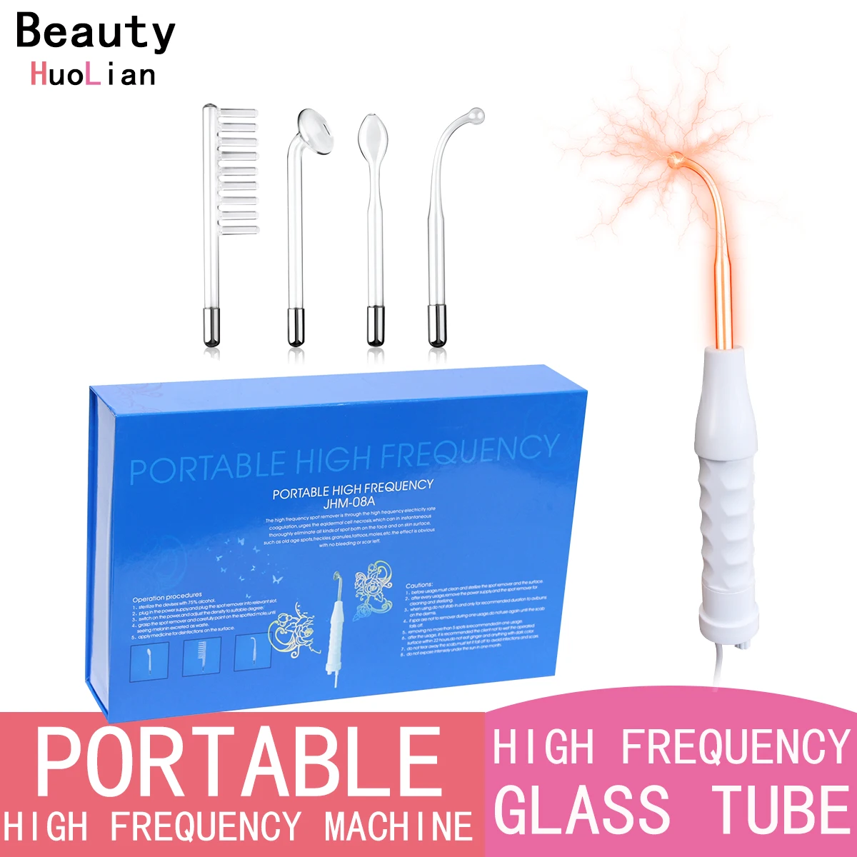 NEW4 In 1 High Frequency Electrode Wand Electrotherapy Glass Tube ...