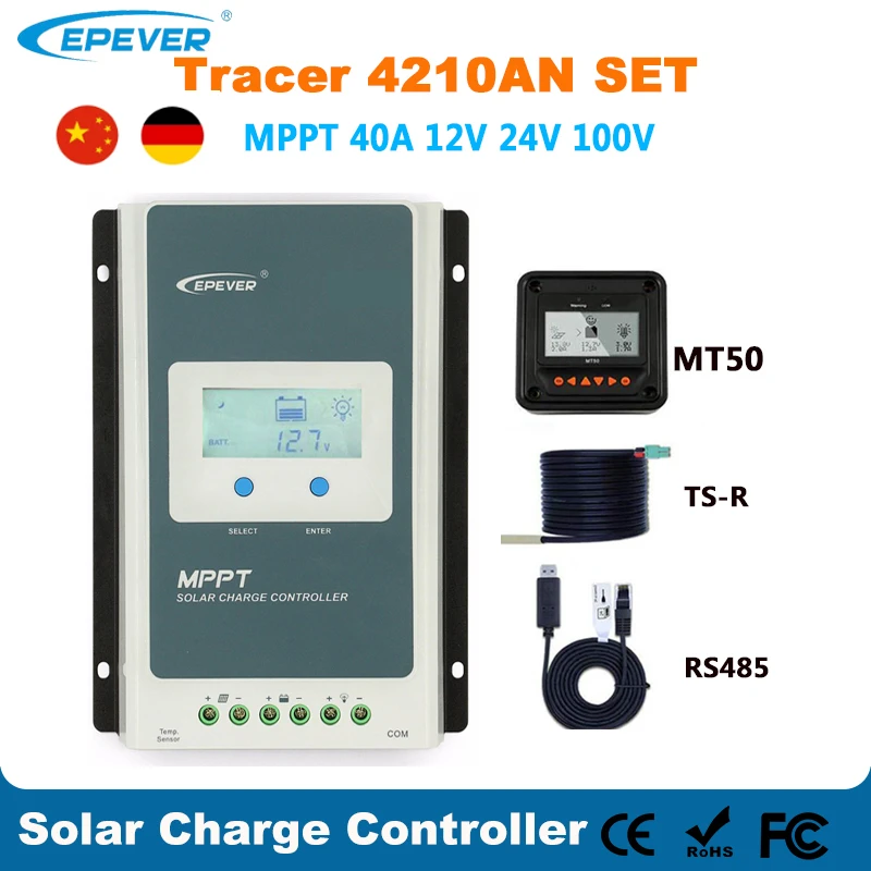 Epever Tracer 4210an Mppt 40a Solar Charger Controller Lcd 12v 24v Auto Solar Regulador With ...