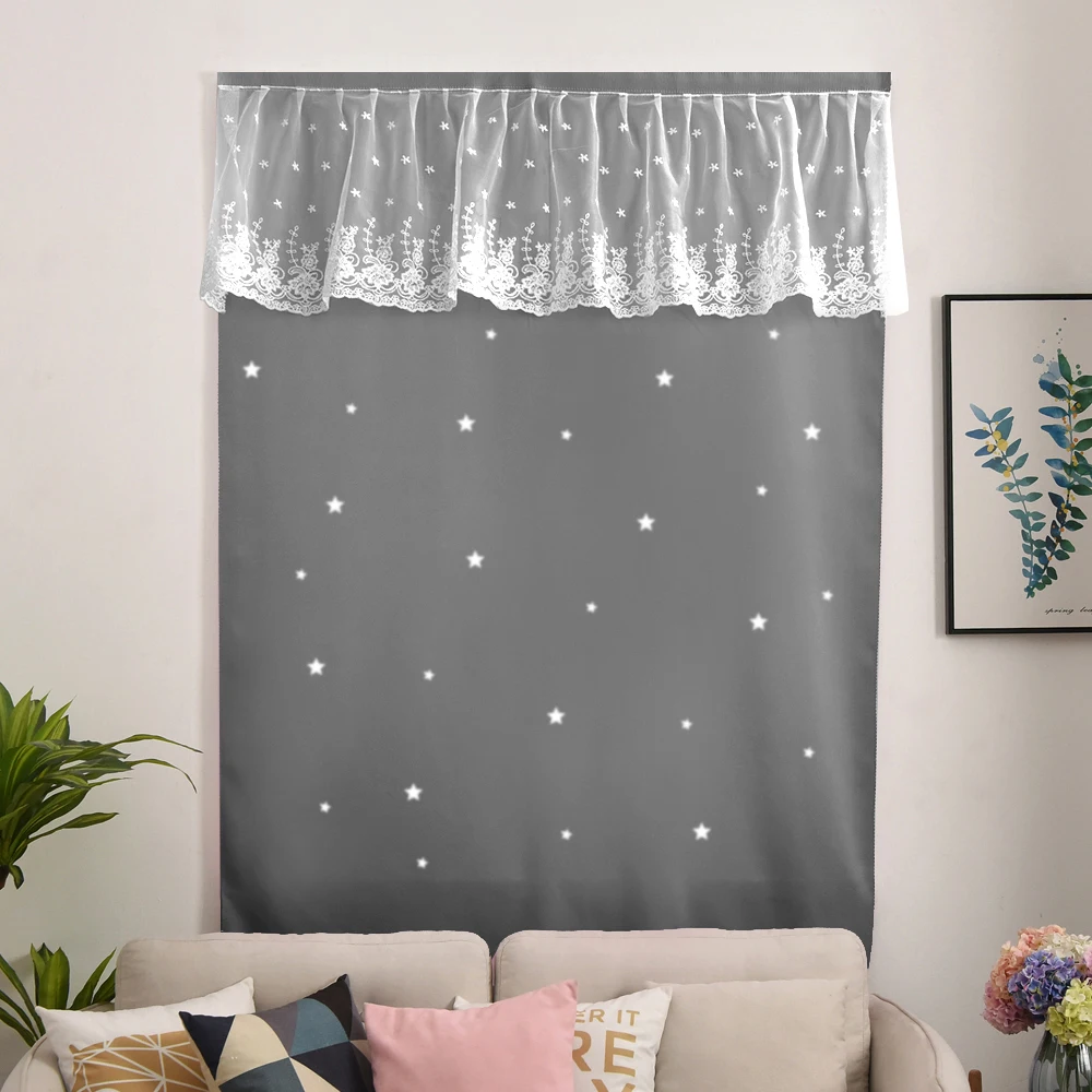 New-Punch-Free-Blackout-Curtain-Blackout-Short-Curtains-For-Bedroom ...