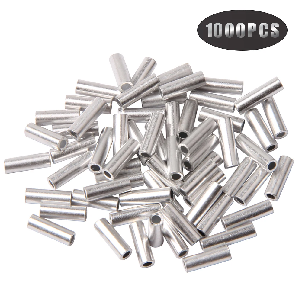 1000Pcs White Round Aluminum Fishing Tube Fishing Wire Pipe Crimp ...