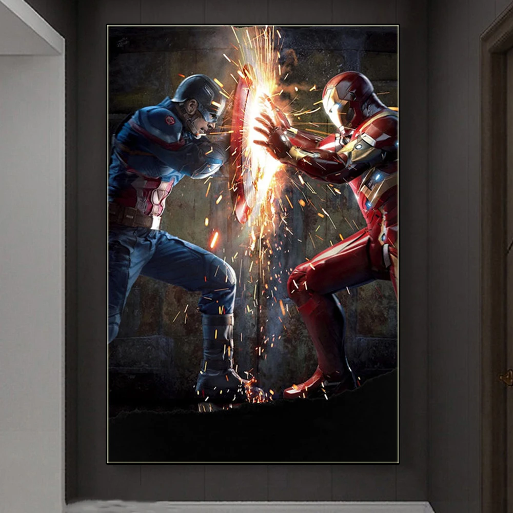 Marvel Iron Man Anime Posters Avengers Superhero Captain America Canvas ...