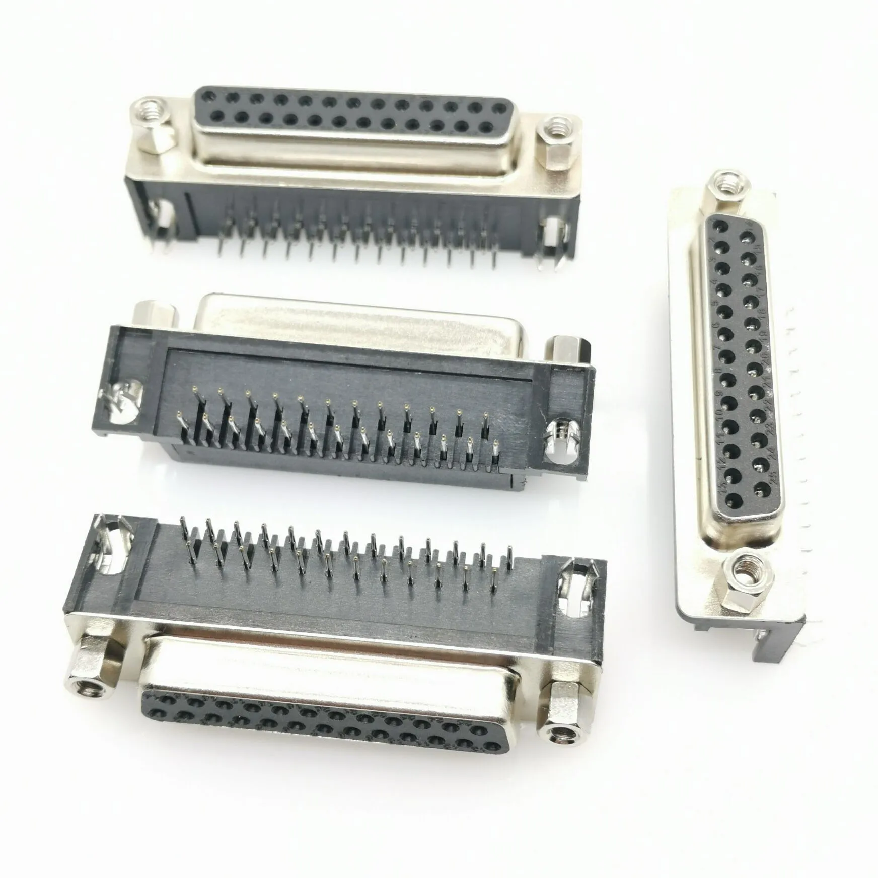 10 Uds. DB25 hembra DR25 macho d sub ángulo recto montaje PCB Pines de doble fila conector ...