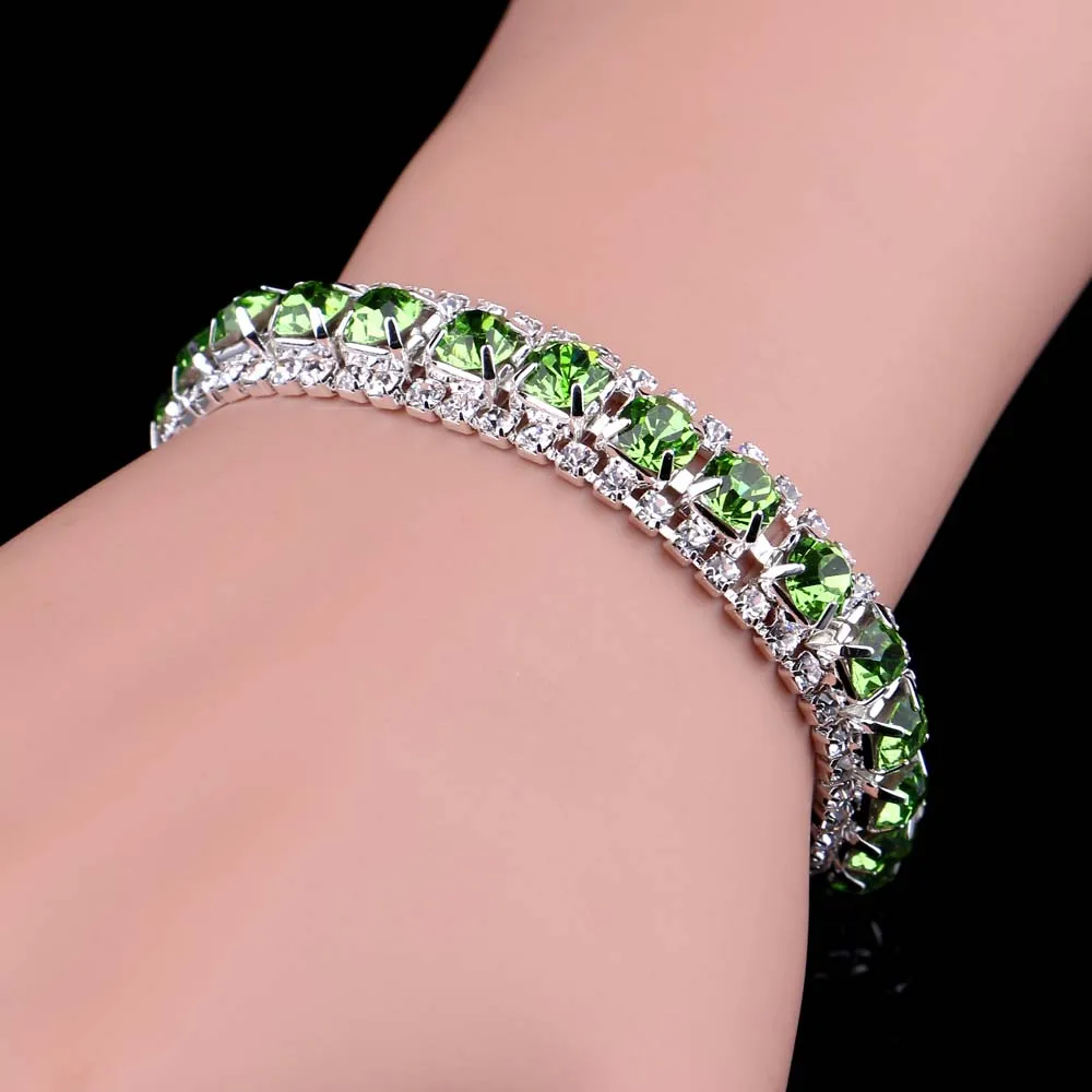 Luxury Crystal Bracelets For Women Silver Plated Rhinestone Charm ...