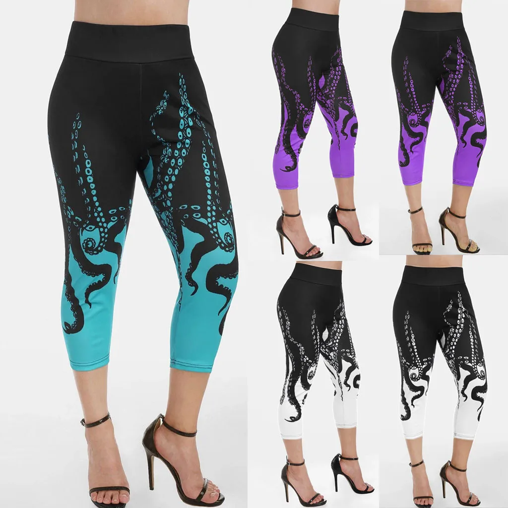 Sexy Print Workout Legging Women Skinny Sport Mid Calf Pants Jogger ...