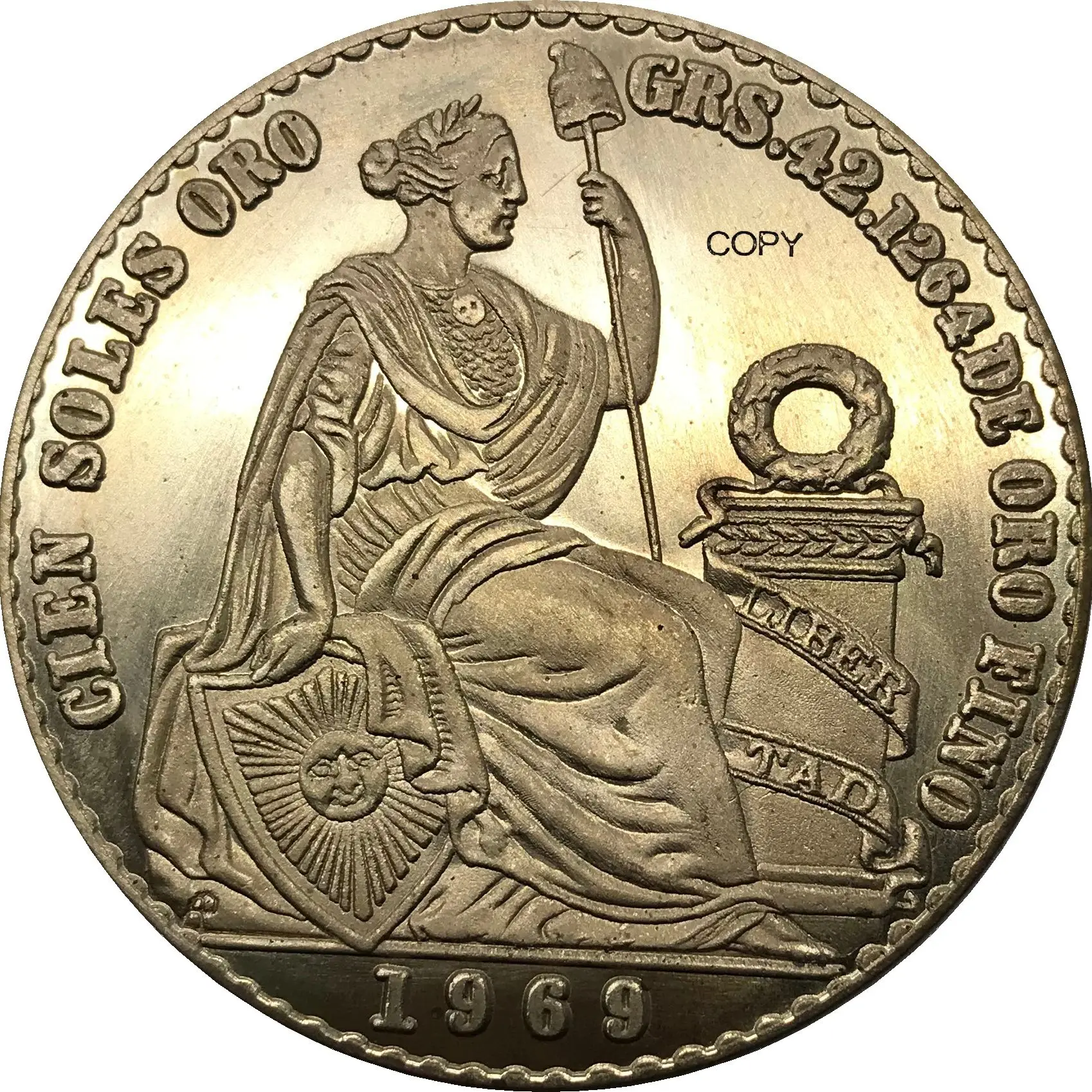 Peru-1969-Coin-100-Soles-Oro-Metal-Brass-Gold-Coin-100-Pesos-Souvenir ...