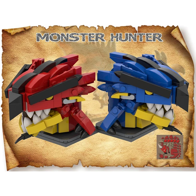 221pcs+ Monster Hunter World Rathalos Blocks Head Carving Diy Model ...